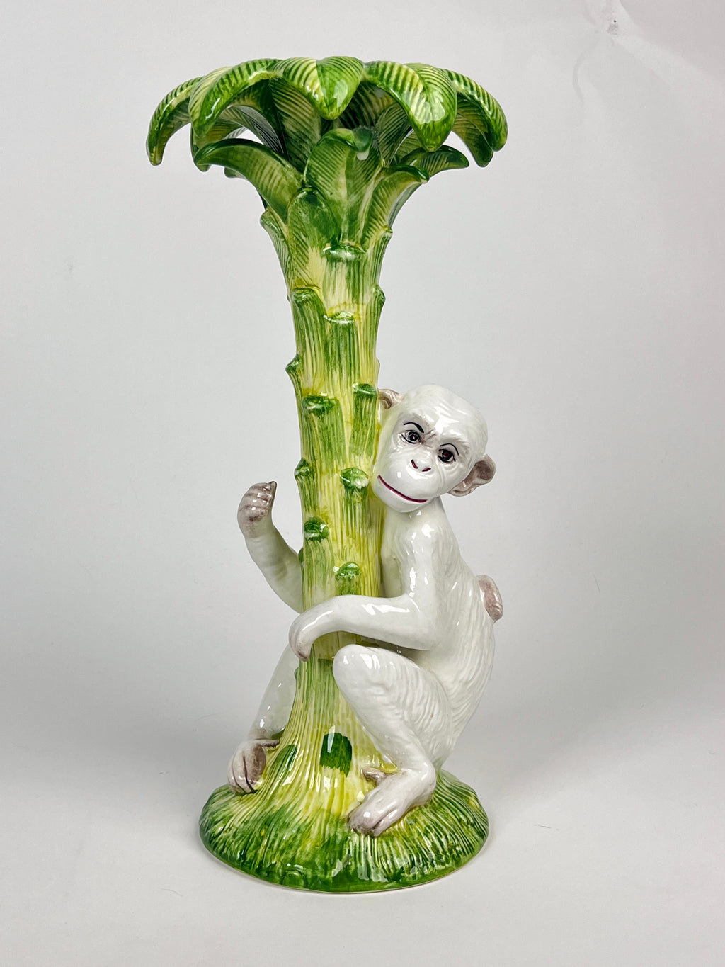 Vintage Hand-Painted Monkey on Palm Tree Candlestick Holder by Vietri ...