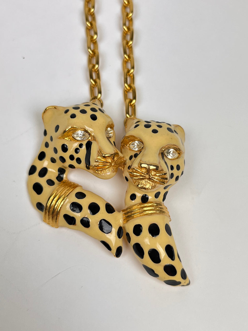 Vintage Enamel Leopard Head Necklace – Dovetail